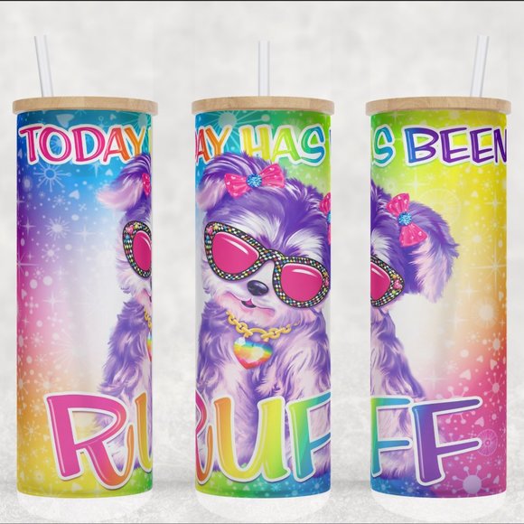 Dining | Frosted Glass Lisa Frank Today Has Been Ruff Rainbow Gradient ...